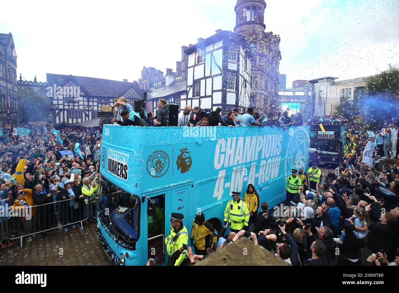 A general view of the Manchester City first team during a trophy parade ...
