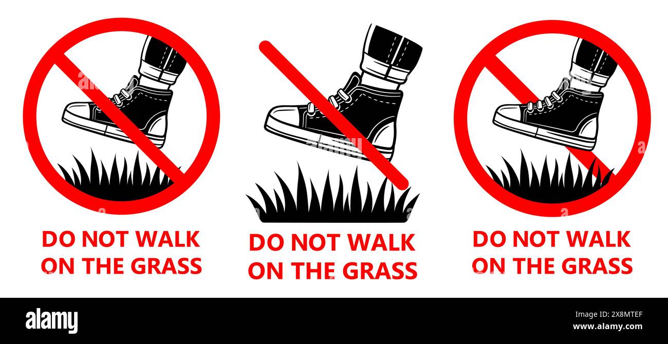 Do not walk grass lawn, no allowed foot shoes step on garden green ...