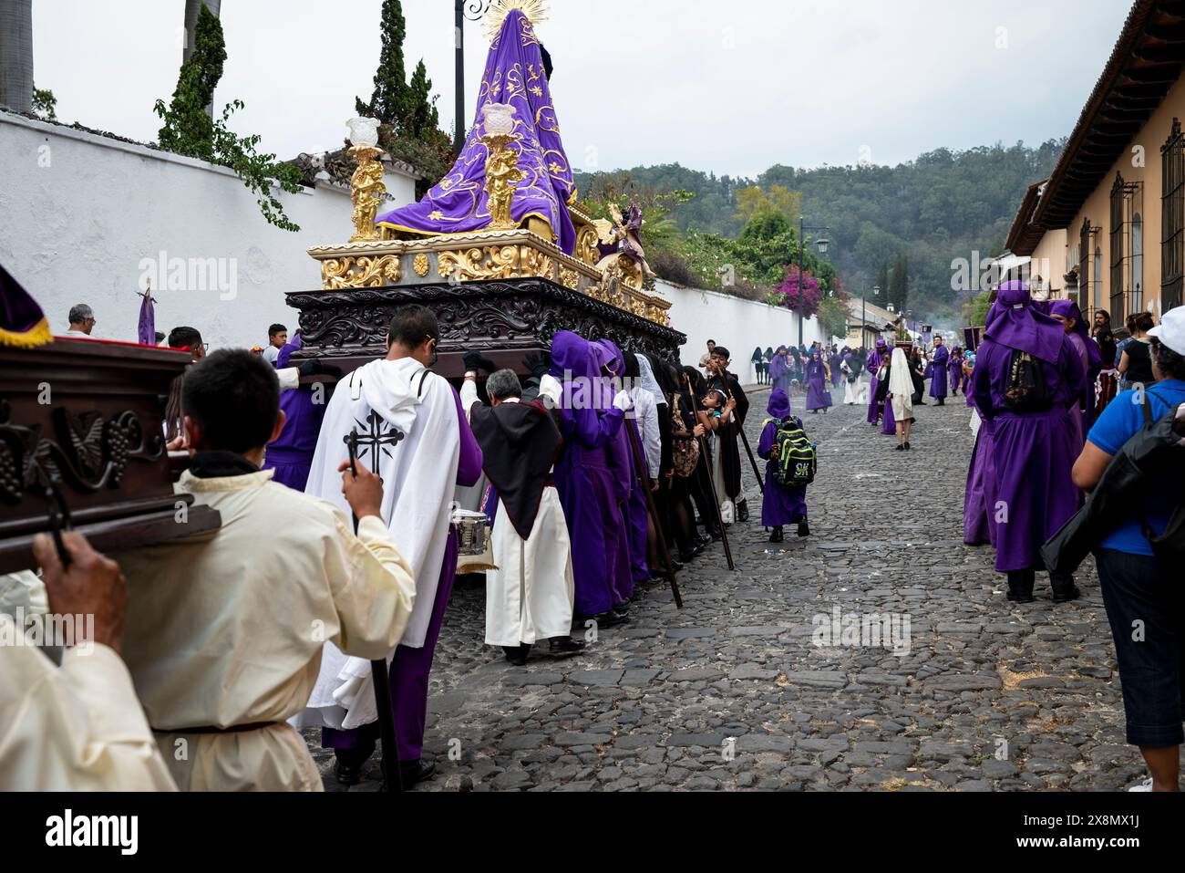 Women carrying statue of Virgin Mary, Traditional Easter procession ...