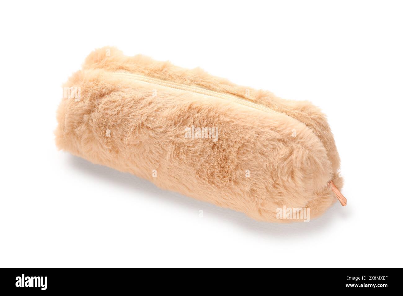 Fluffy pencil case on white background Stock Photo - Alamy
