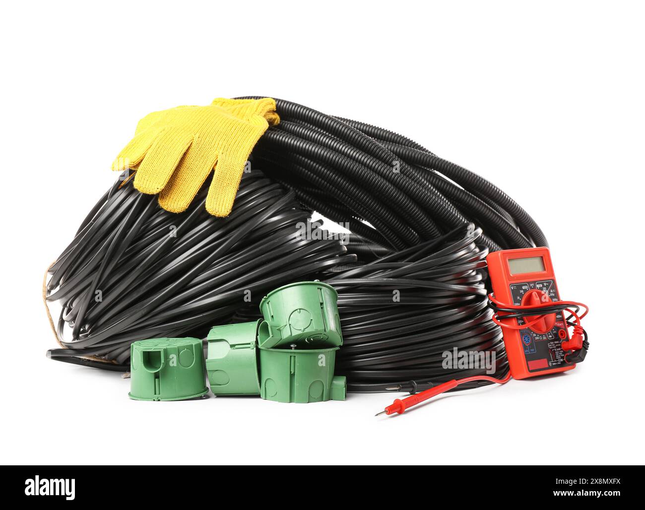 Rolled cables, flexible conduit tube, socket mounting boxes and ...