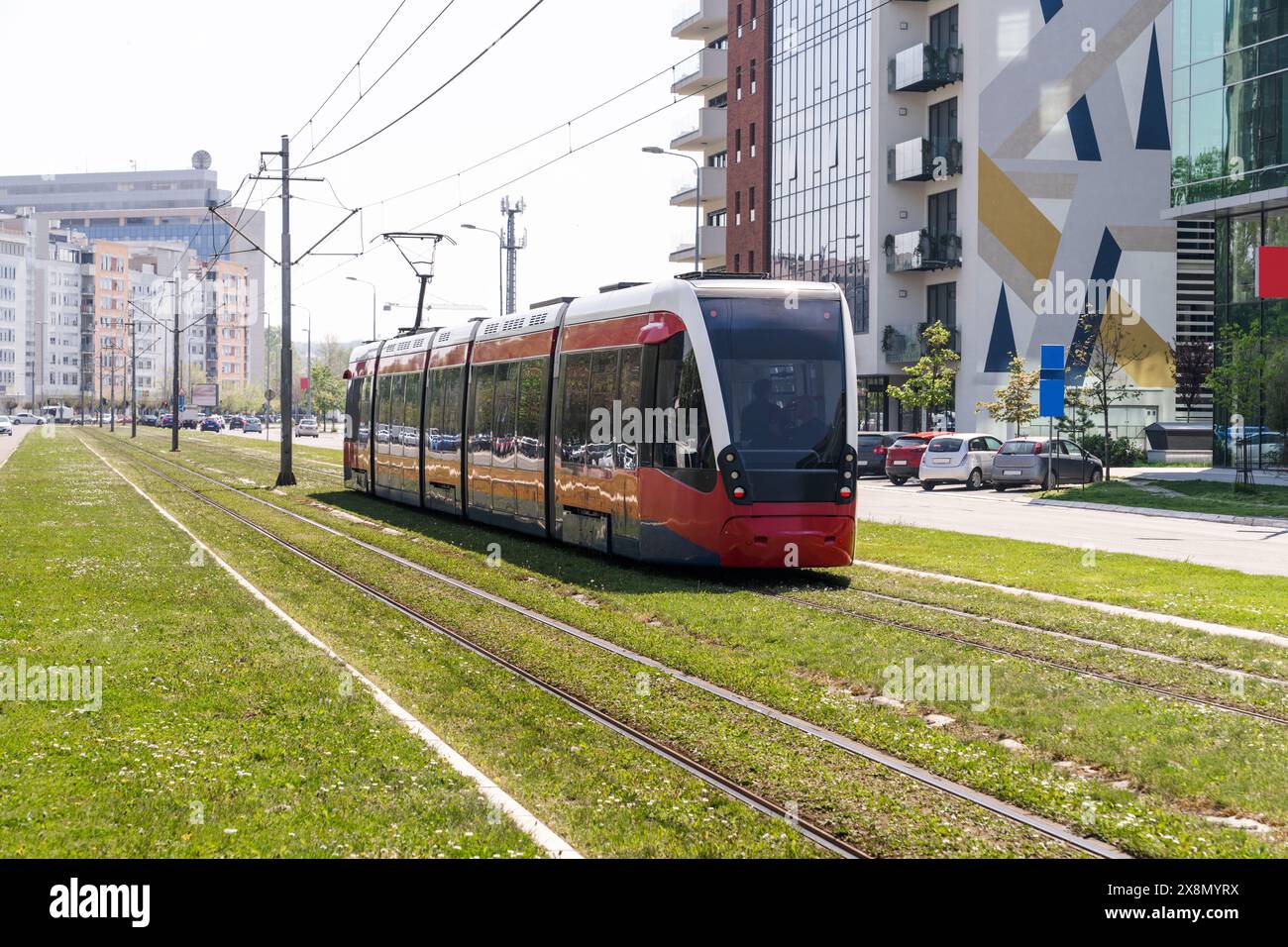City traffic on street tramway hi-res stock photography and images - Alamy