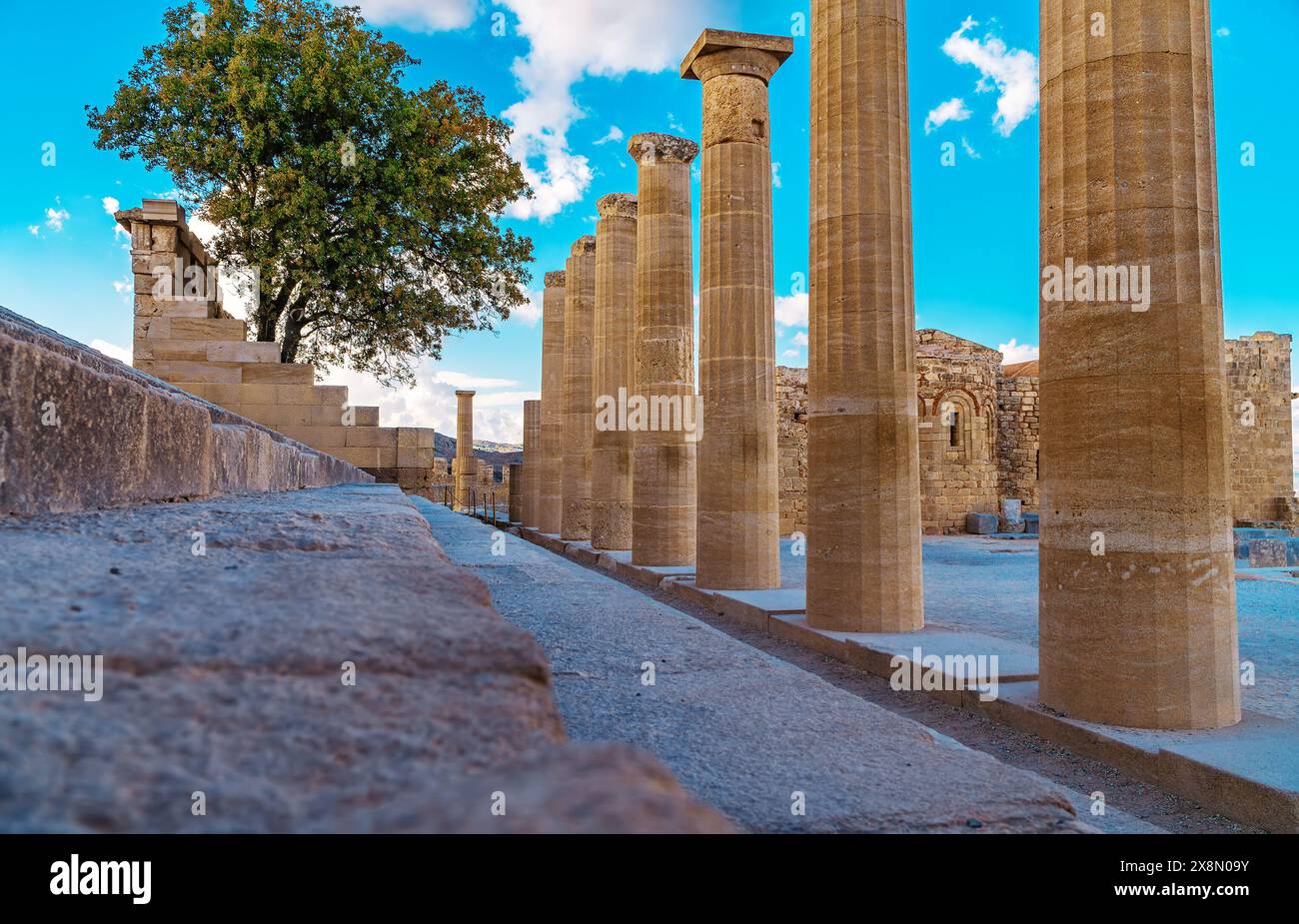 Row of Greek Hellenistic stoa columns Stock Photo - Alamy