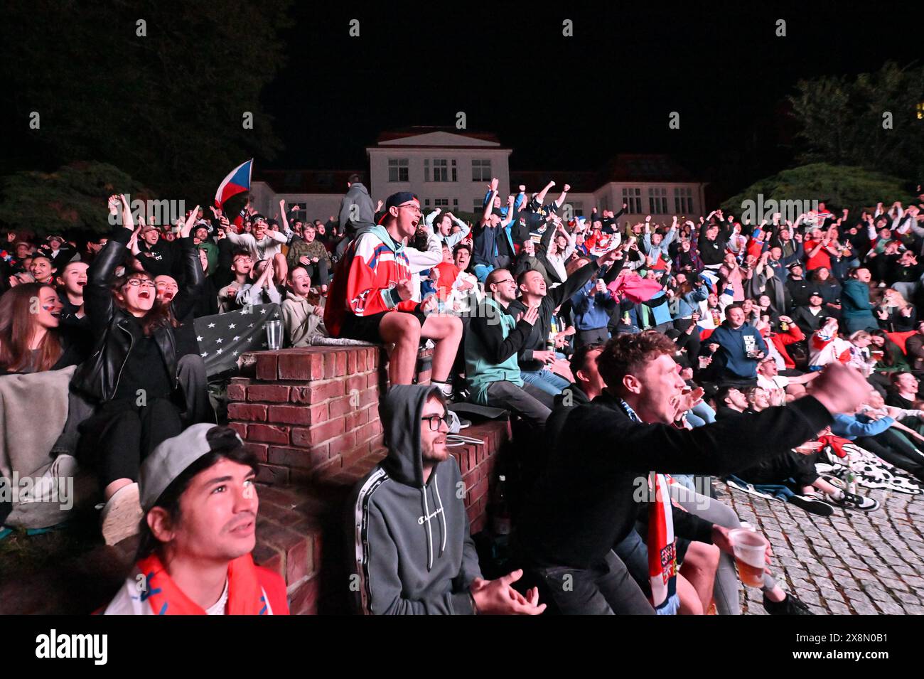 Usti Nad Labem, Czech Republic. 26th May, 2024. Czech fans watch the ...