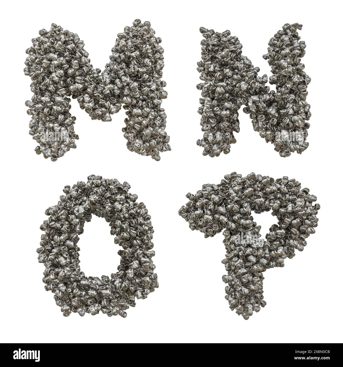 3d rendering of crushed aluminium can capital letter alphabet - letters ...