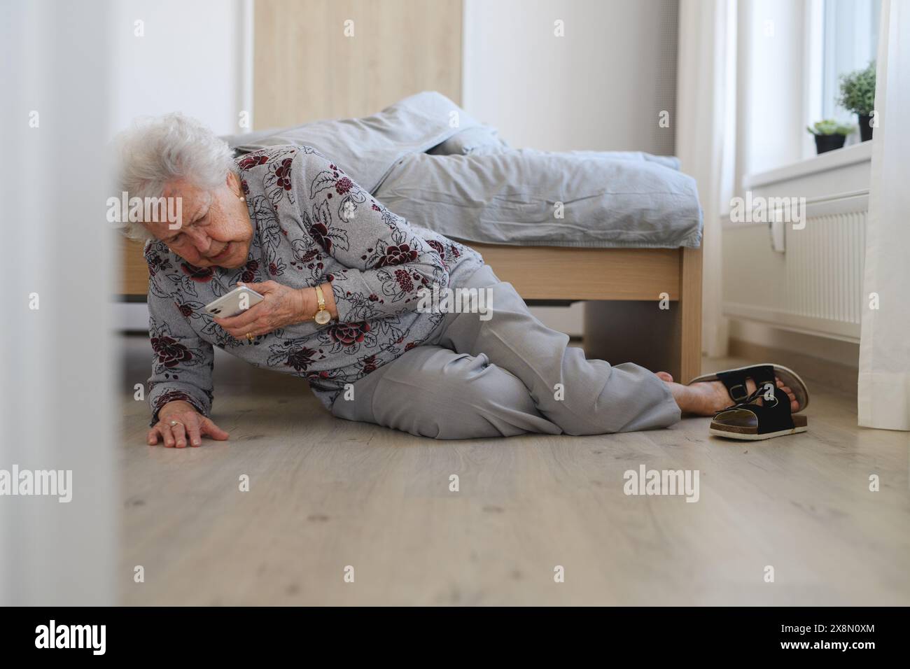 Elderly woman tripped and fell from bed, injured herself, broke her hip ...