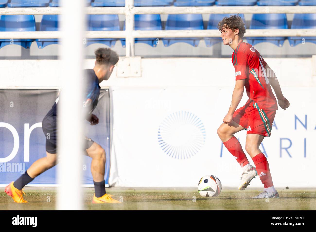ACHNAS, CYPRUS - 26TH MAY 2024: Louis Griffiths in action. Cymru u17 v ...