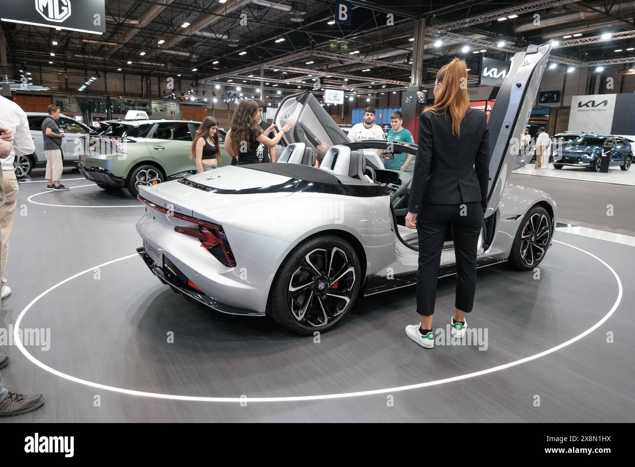 Car is exhibited at the Madrid Car Experience, the Madrid motor show ...