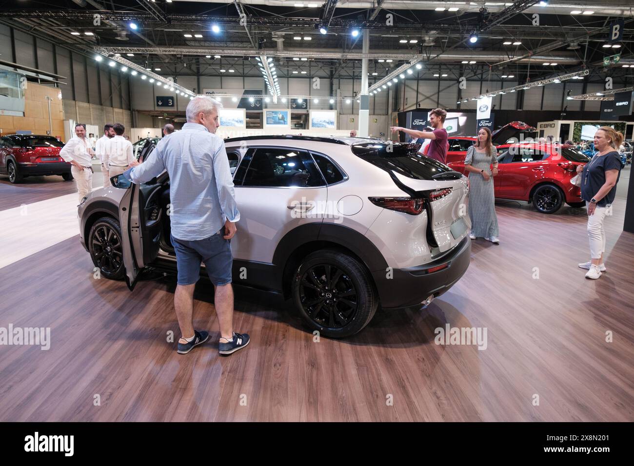 Car is exhibited at the Madrid Car Experience, the Madrid motor show ...