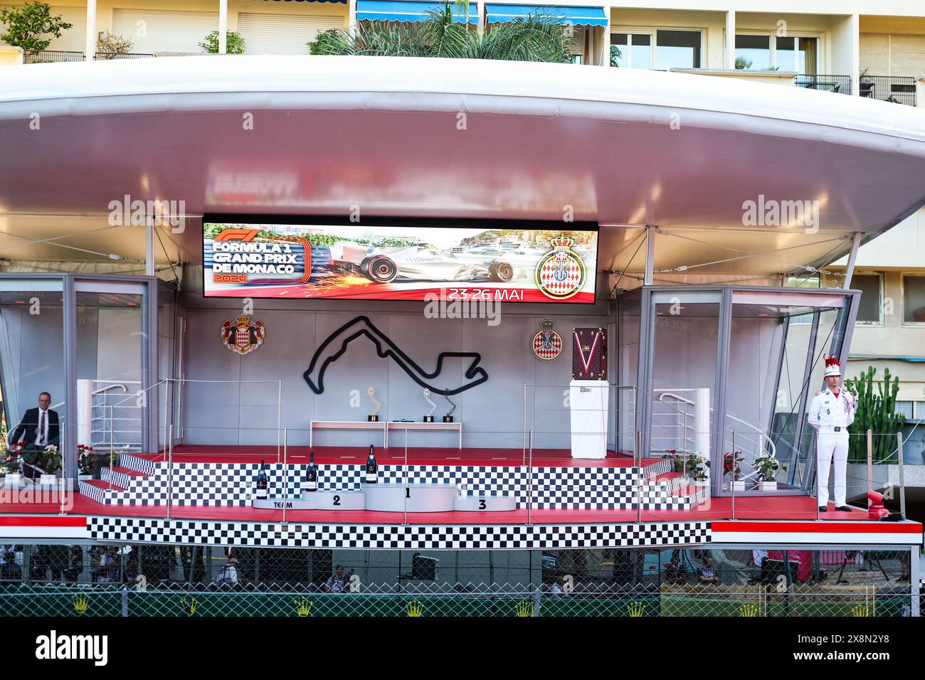 Monaco. 26th May, 2024. The Louis Vuitton case on the podium during the ...