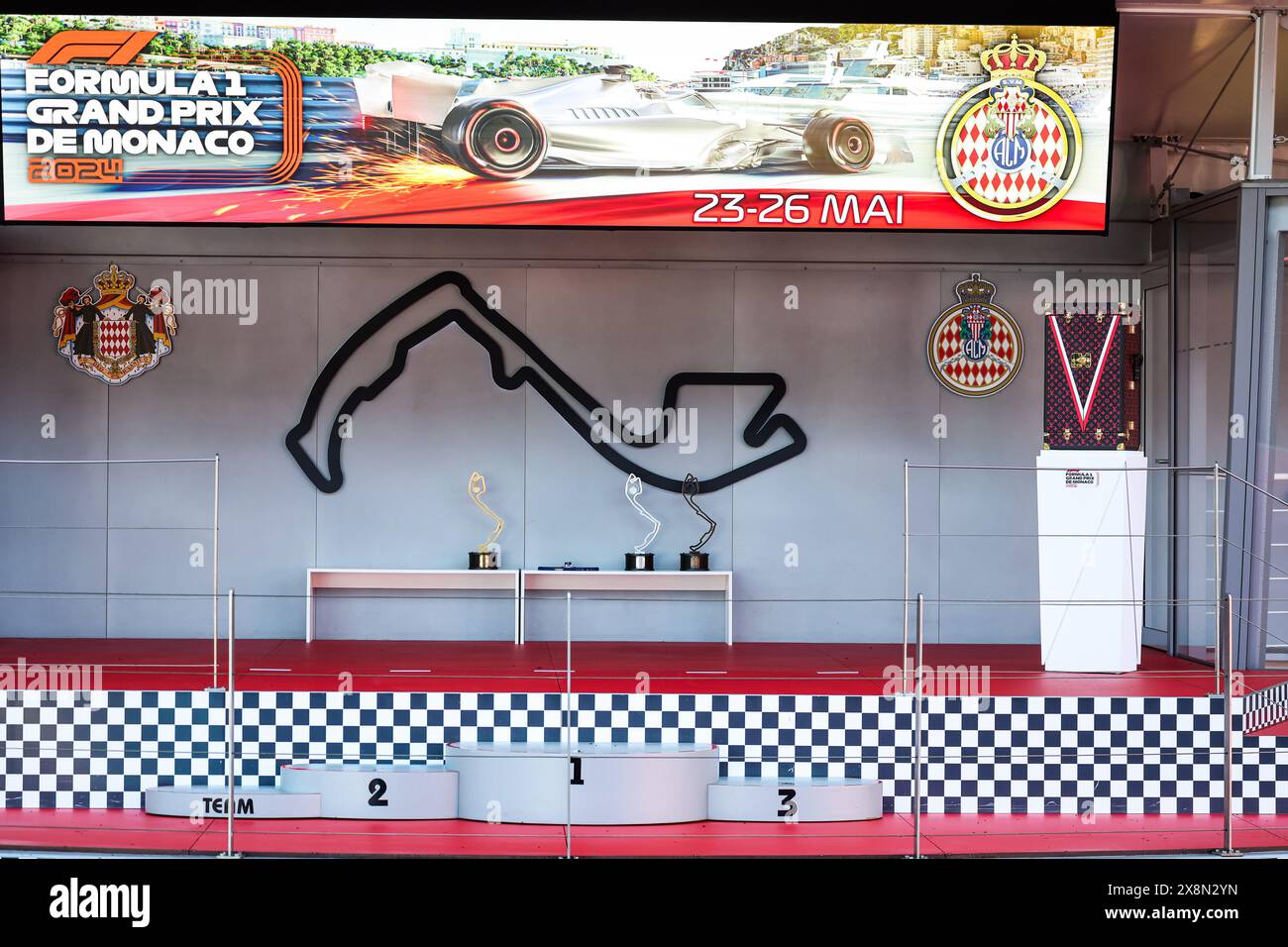 Monaco. 26th May, 2024. The Louis Vuitton case on the podium during the ...