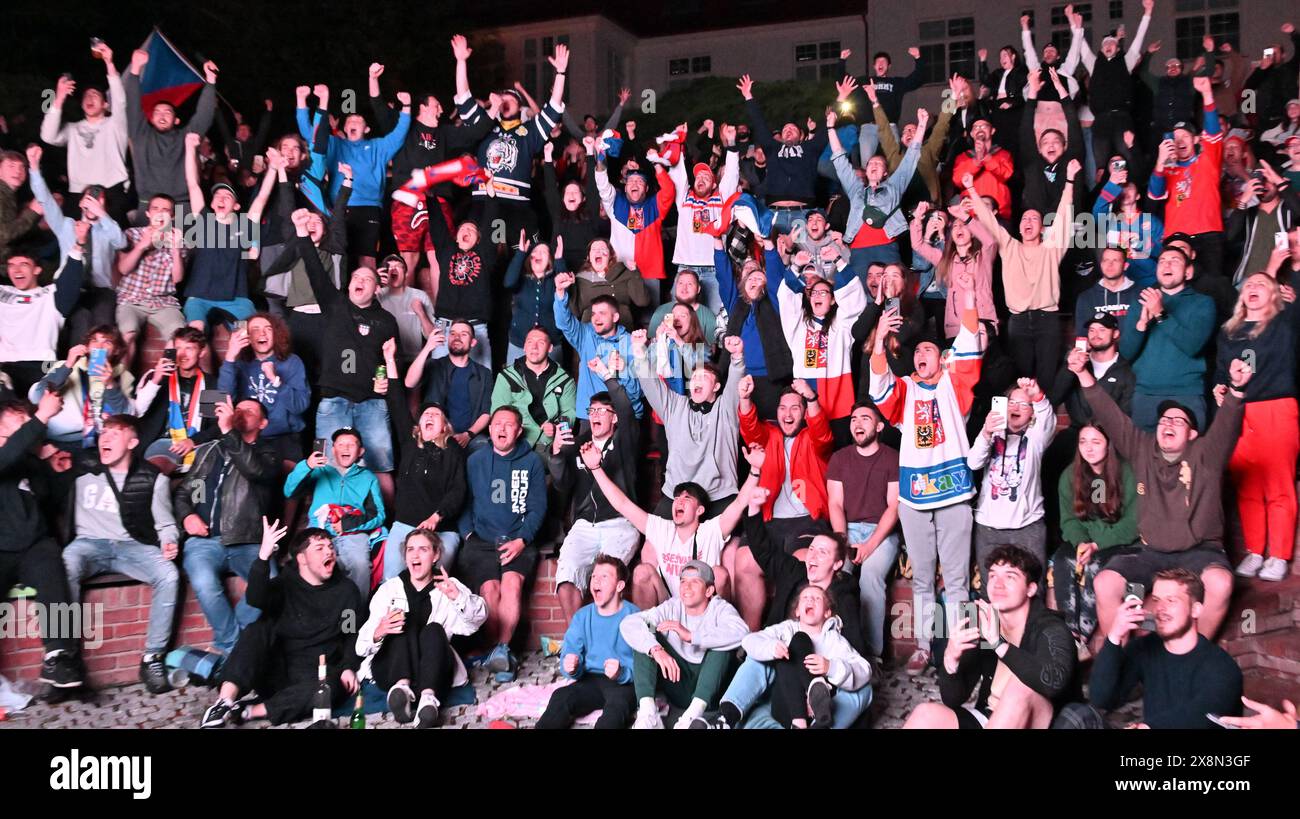 Usti Nad Labem, Czech Republic. 26th May, 2024. Czech fans watch the ...