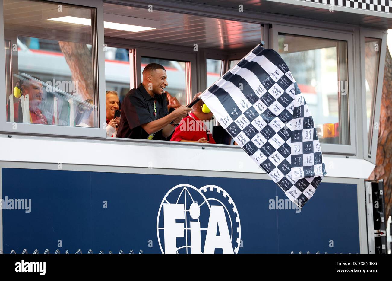 Monaco. 26th May, 2024. Kylian Mbappe of France with the checkered flag ...
