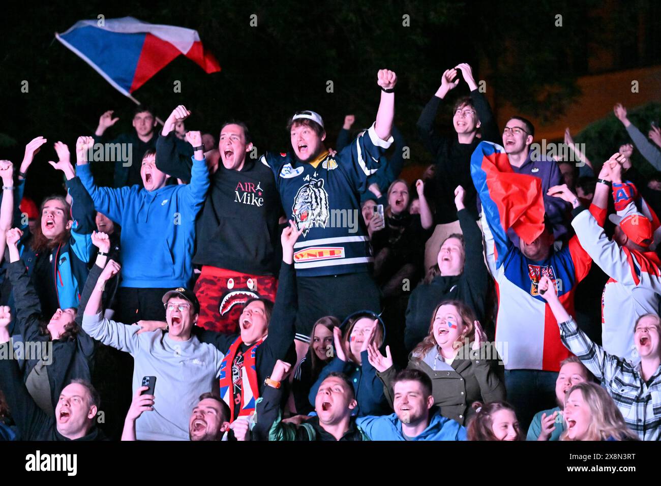 Usti Nad Labem, Czech Republic. 26th May, 2024. Czech fans watch the ...