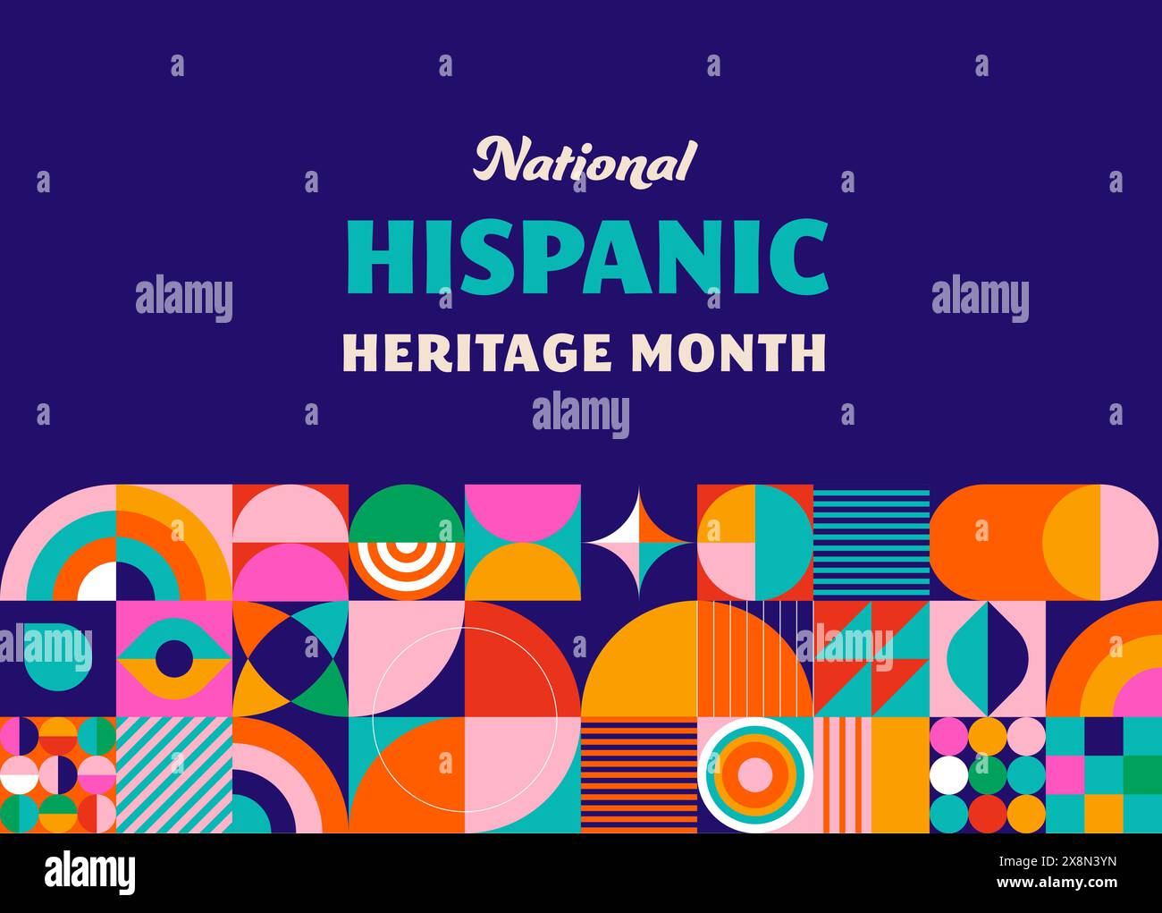 National hispanic heritage month celebration. Background, banner and card with flowers ...