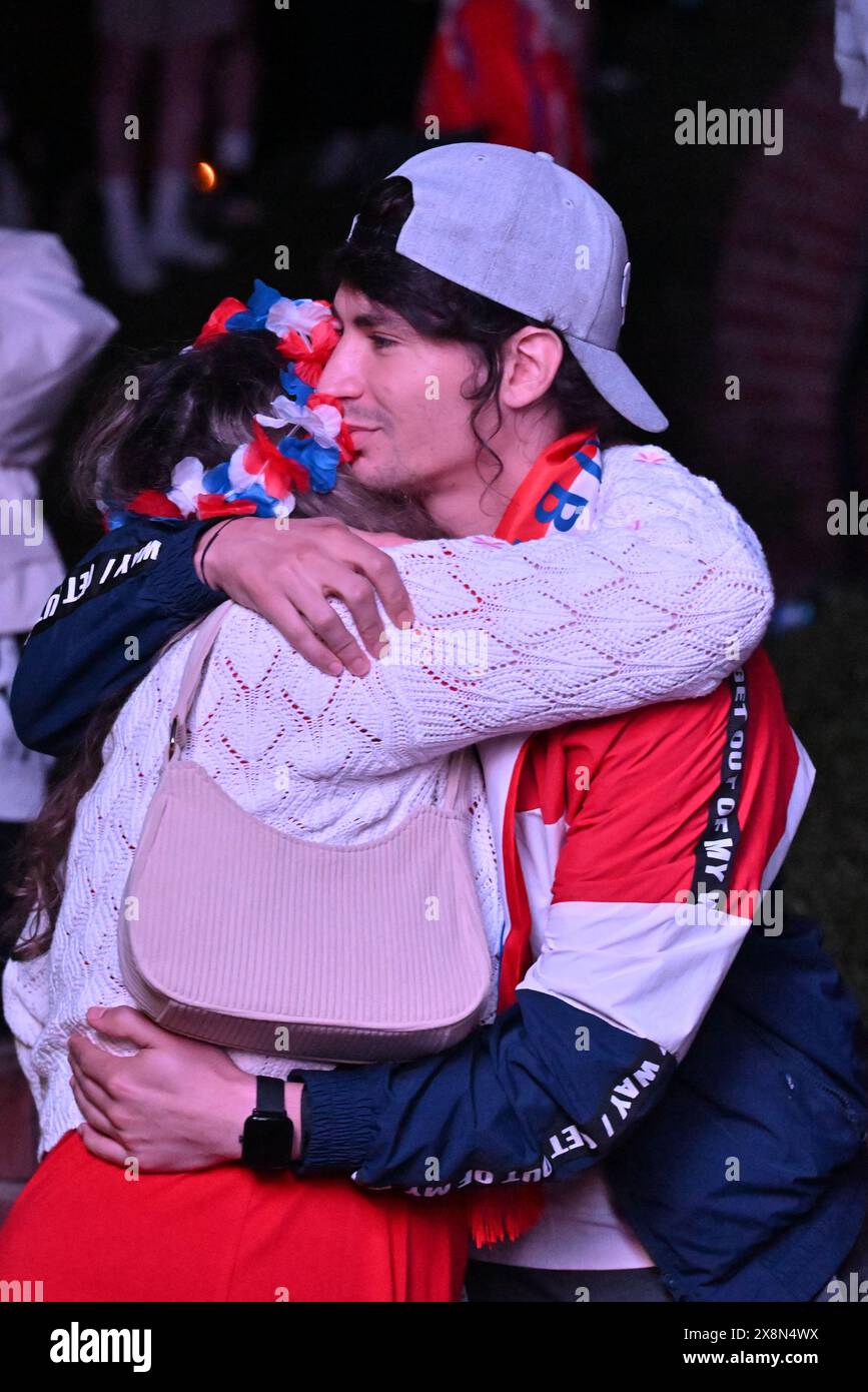 Usti Nad Labem, Czech Republic. 26th May, 2024. Czech fans watch the ...
