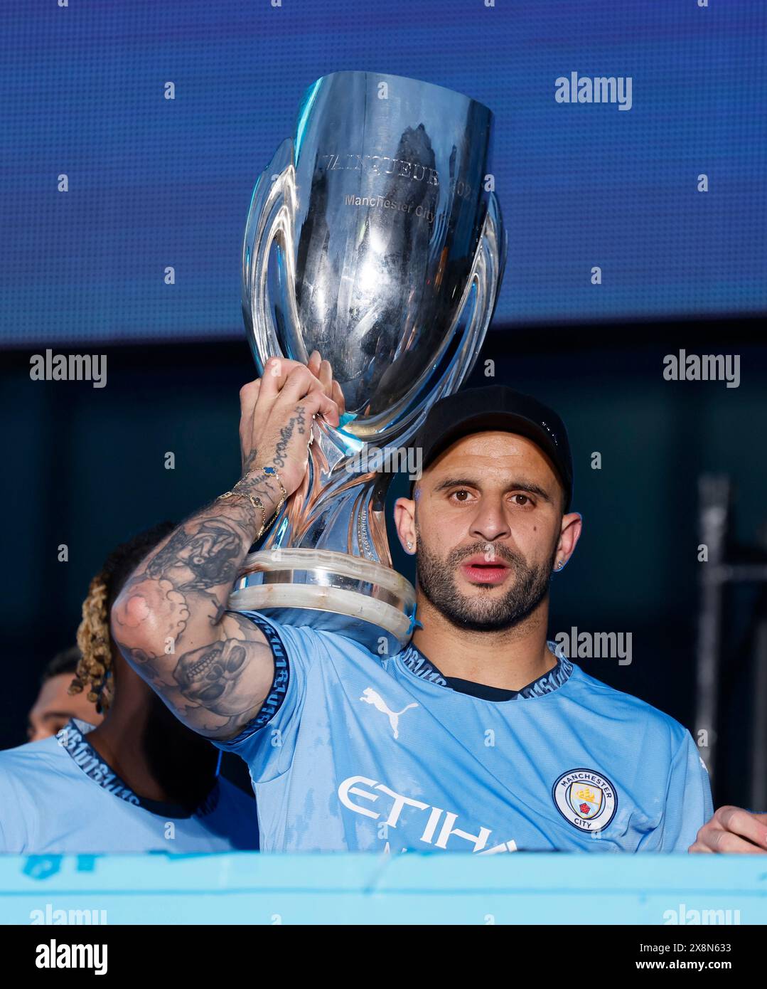 Kyle Walker during a trophy parade in Manchester, after they won their ...