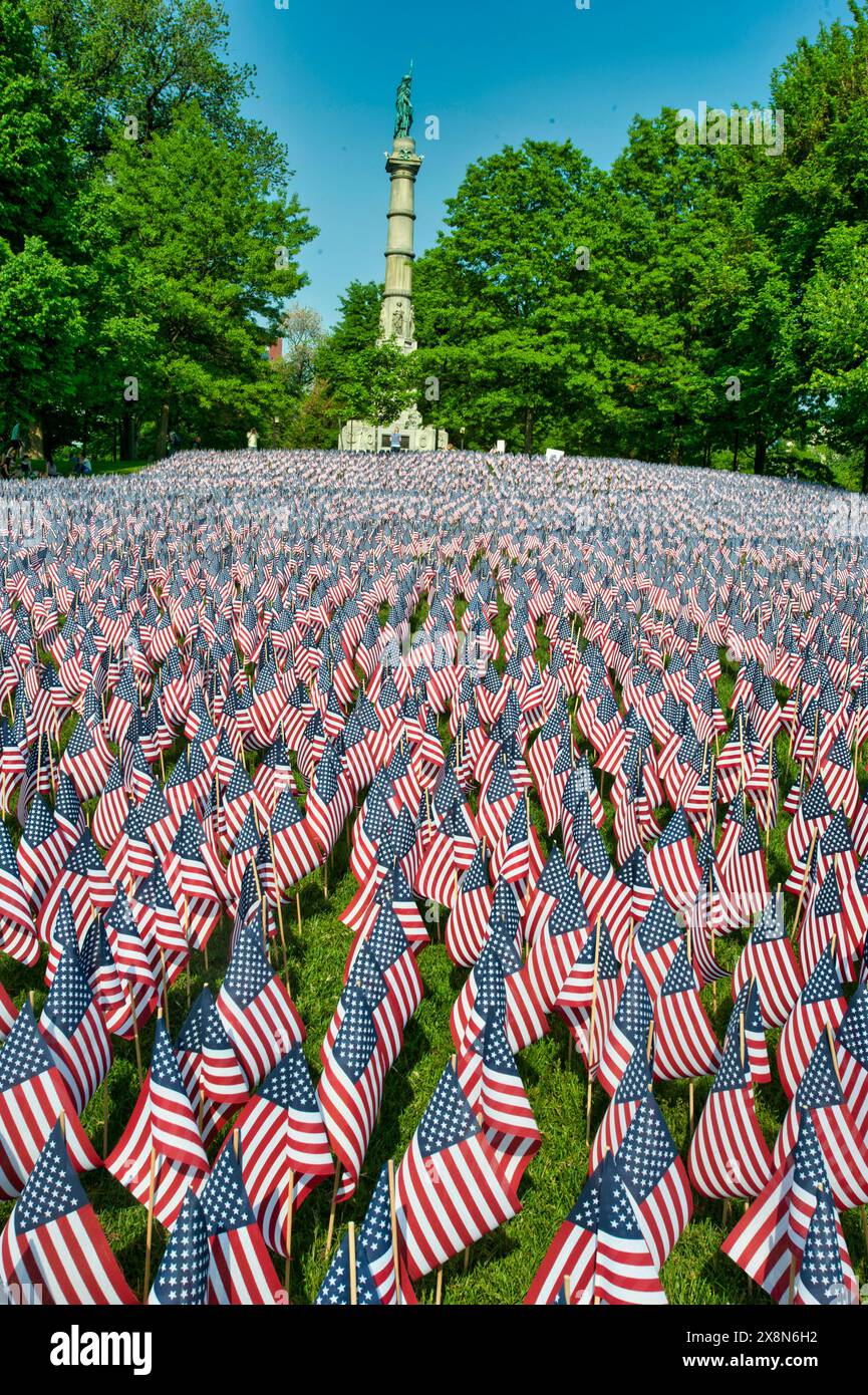 Boston, Massachusetts, USA Each of the 37,000+ American flags planted ...