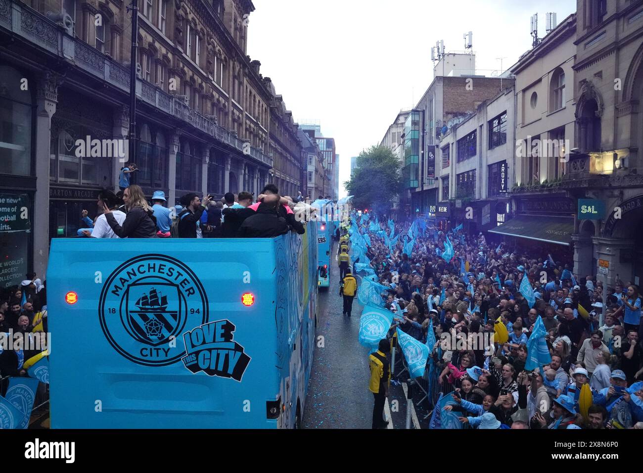 A general view during a trophy parade in Manchester, after they won ...