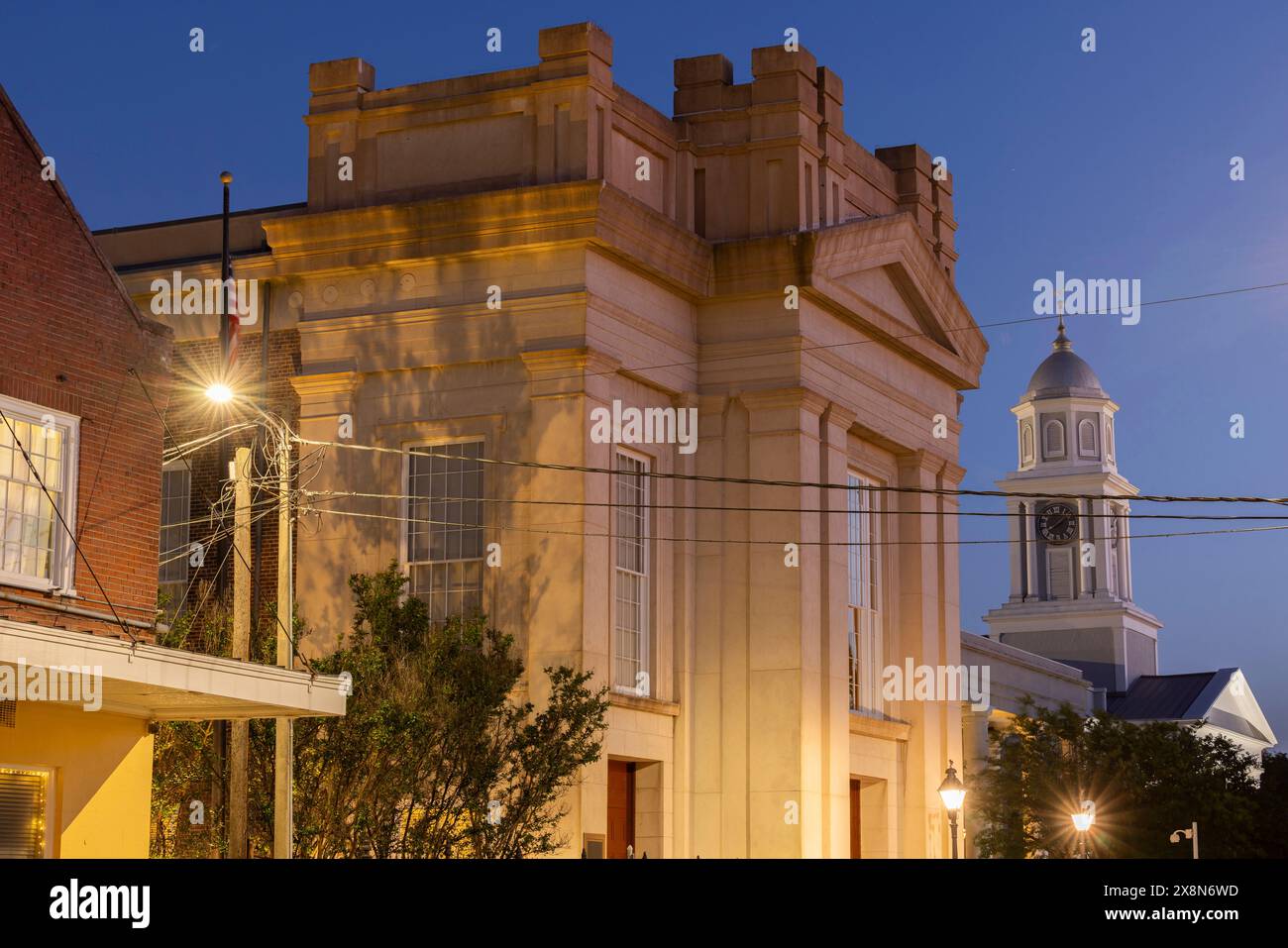 Natchez, Mississippi, USA - April 21, 2024: Twilight light descends on ...