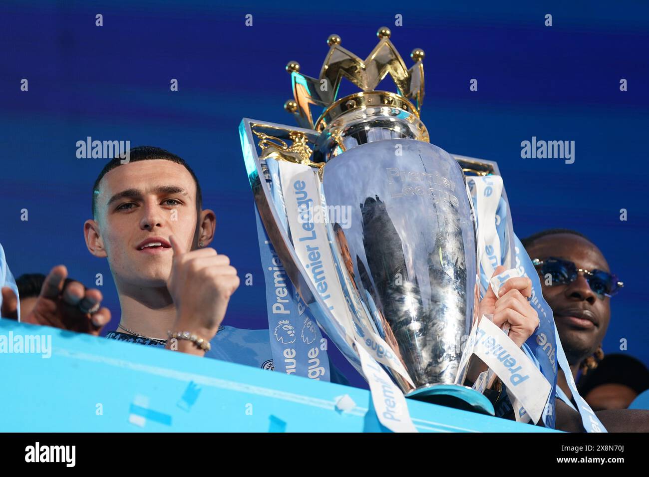 Phil Foden during a trophy parade in Manchester, after they won their ...