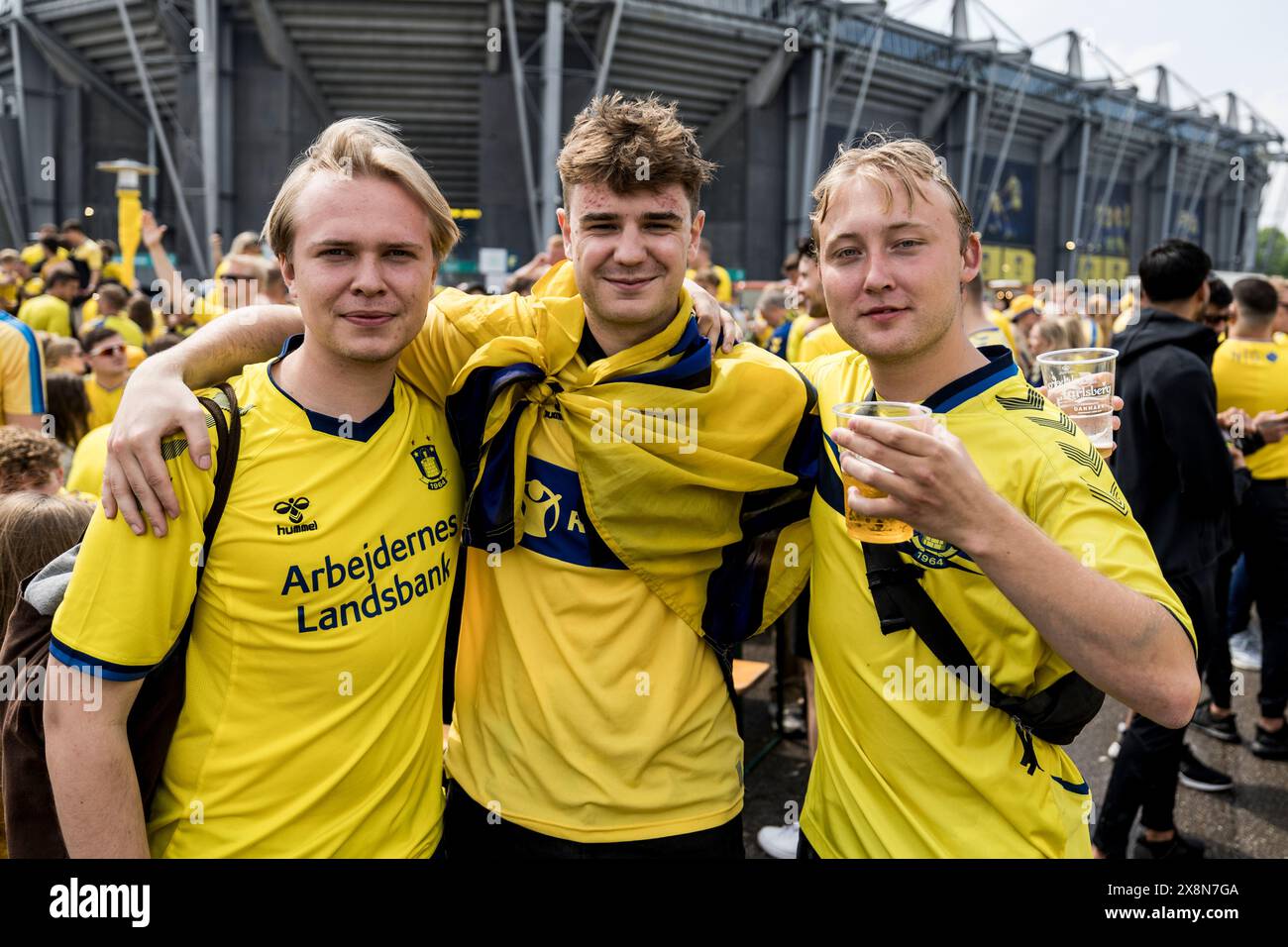 Brondby, Denmark. 26th May, 2024. Football fans of Broendby IF gather ...