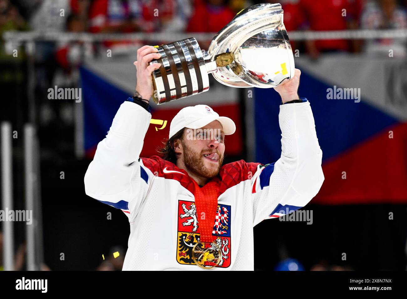 Prague, Czech Republic. 26th May, 2024. David Pastrnak celebrates with ...