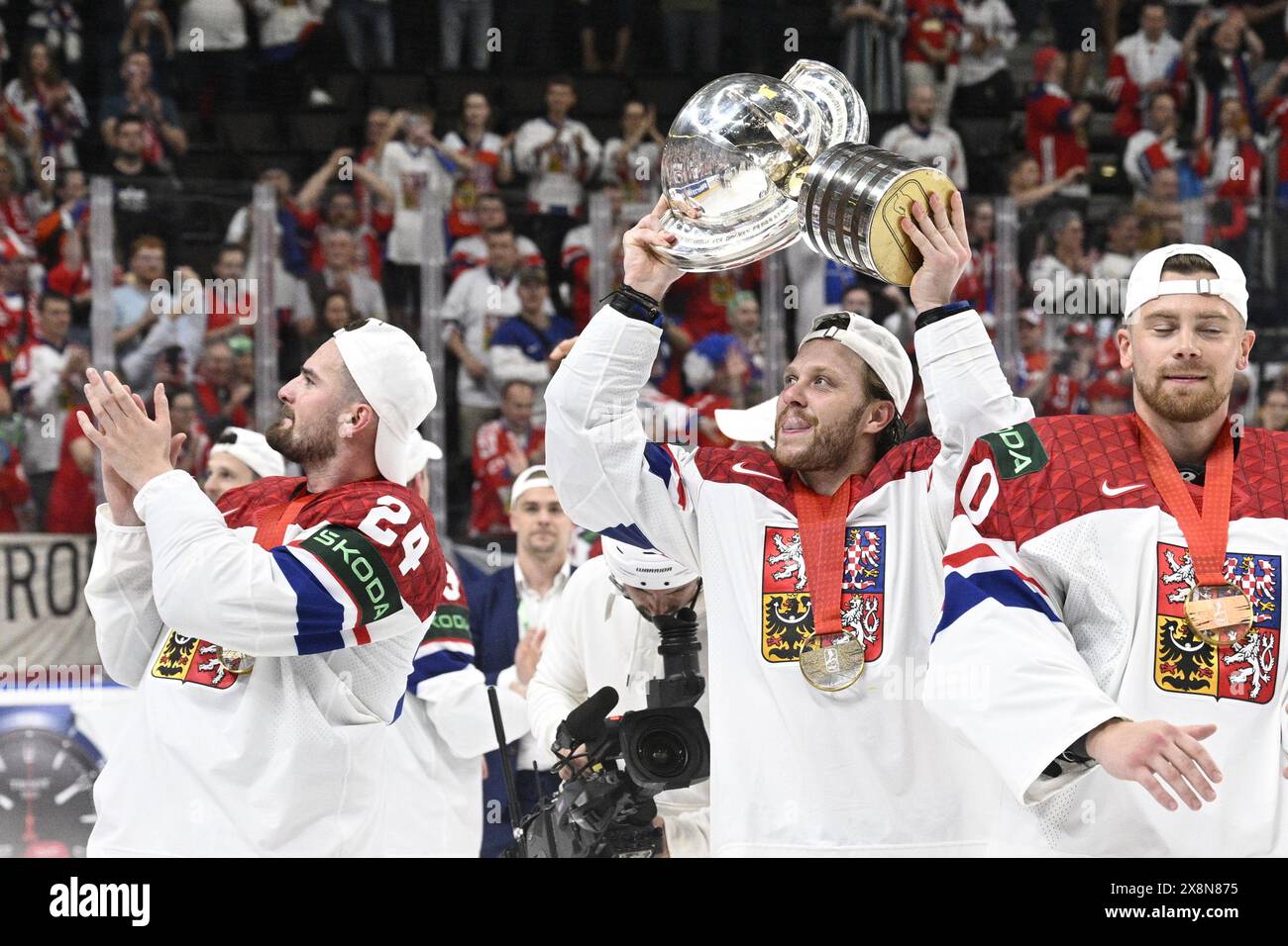 Prague, Czech Republic. 26th May, 2024. David Pastrnak celebrates with ...