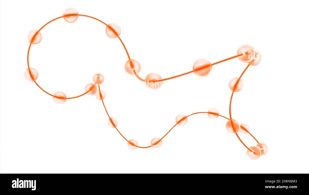 Abstract curved line with colorful neon illuminated spheres. Design ...