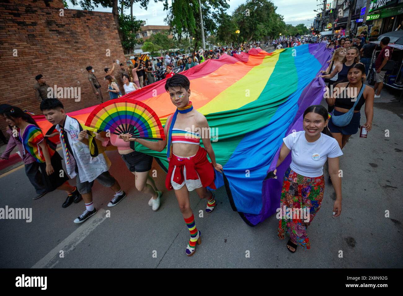 Chiang Mai, Thailand. 26th May, 2024. Members of the LGBTQIA community ...