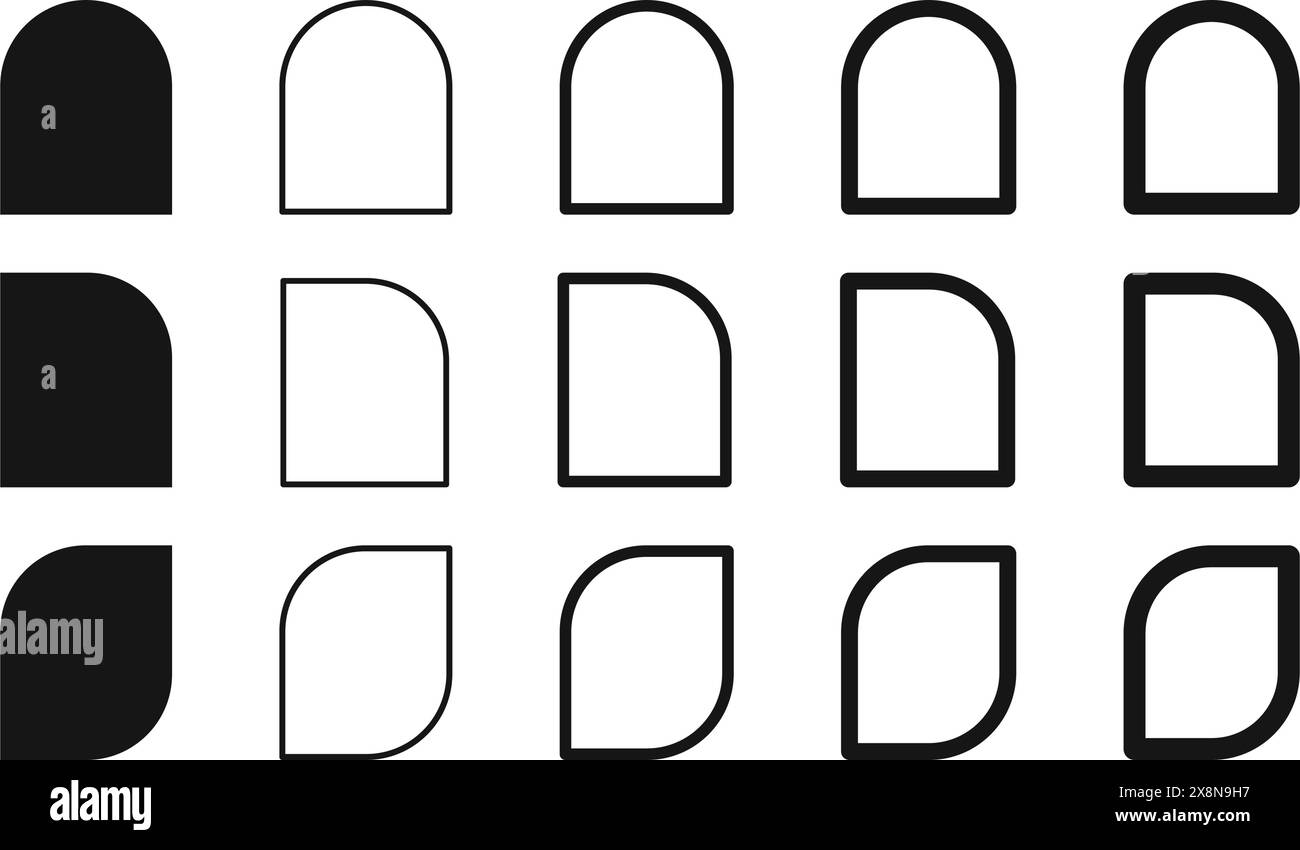 Set of arch, semiarch and leaf shapes and frames. Templates for ...