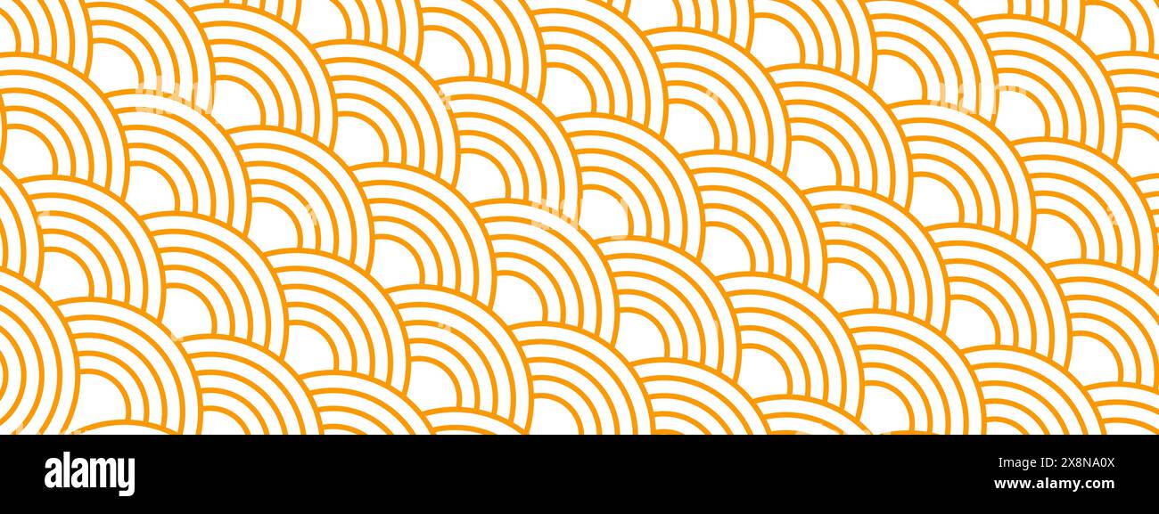 Orange Japanese seigaiha pattern. Repeated diagonal round or arch ...