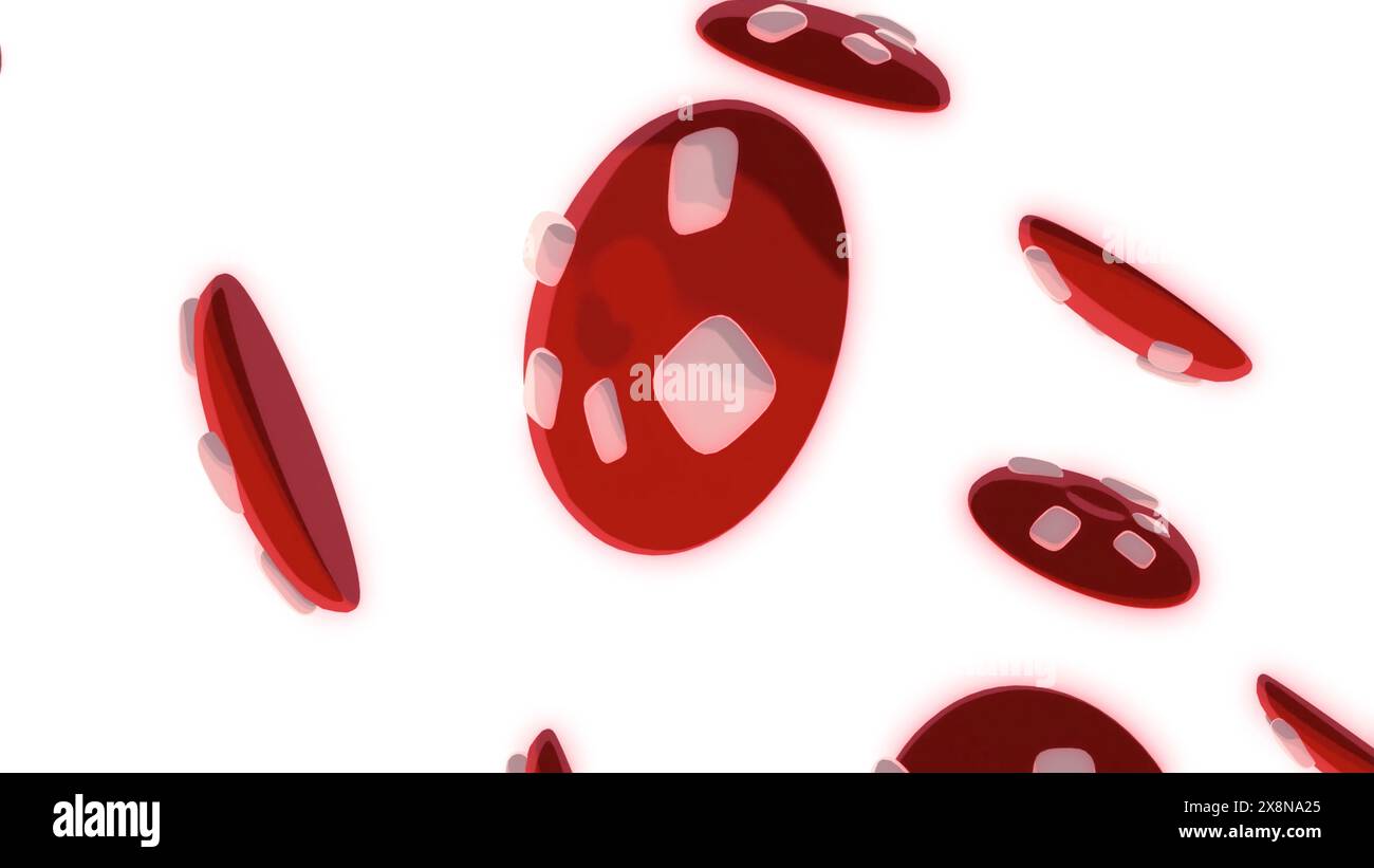 Animation of falling 3d cookies. Motion. Flying 3d cookies on white ...