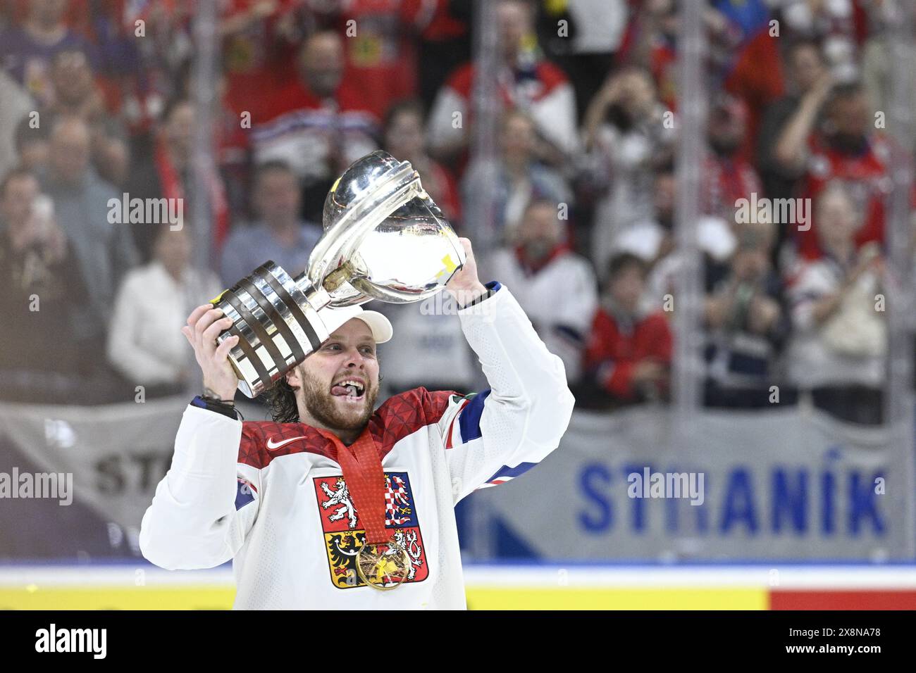 Prague, Czech Republic. 26th May, 2024. David Pastrnak celebrates with ...
