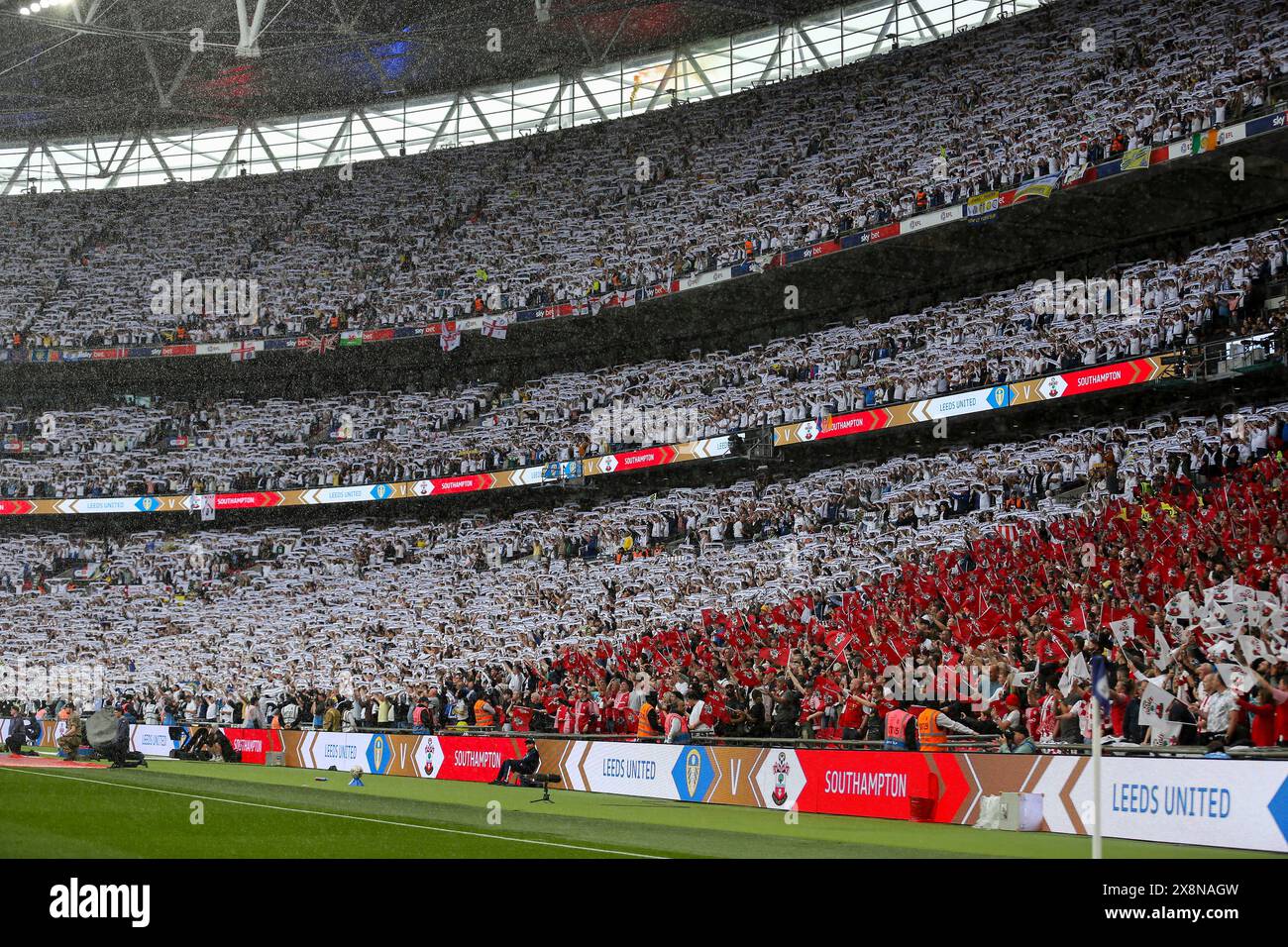 London, UK. 26th May, 2024. Leeds fans scarves and Southampton flags ...