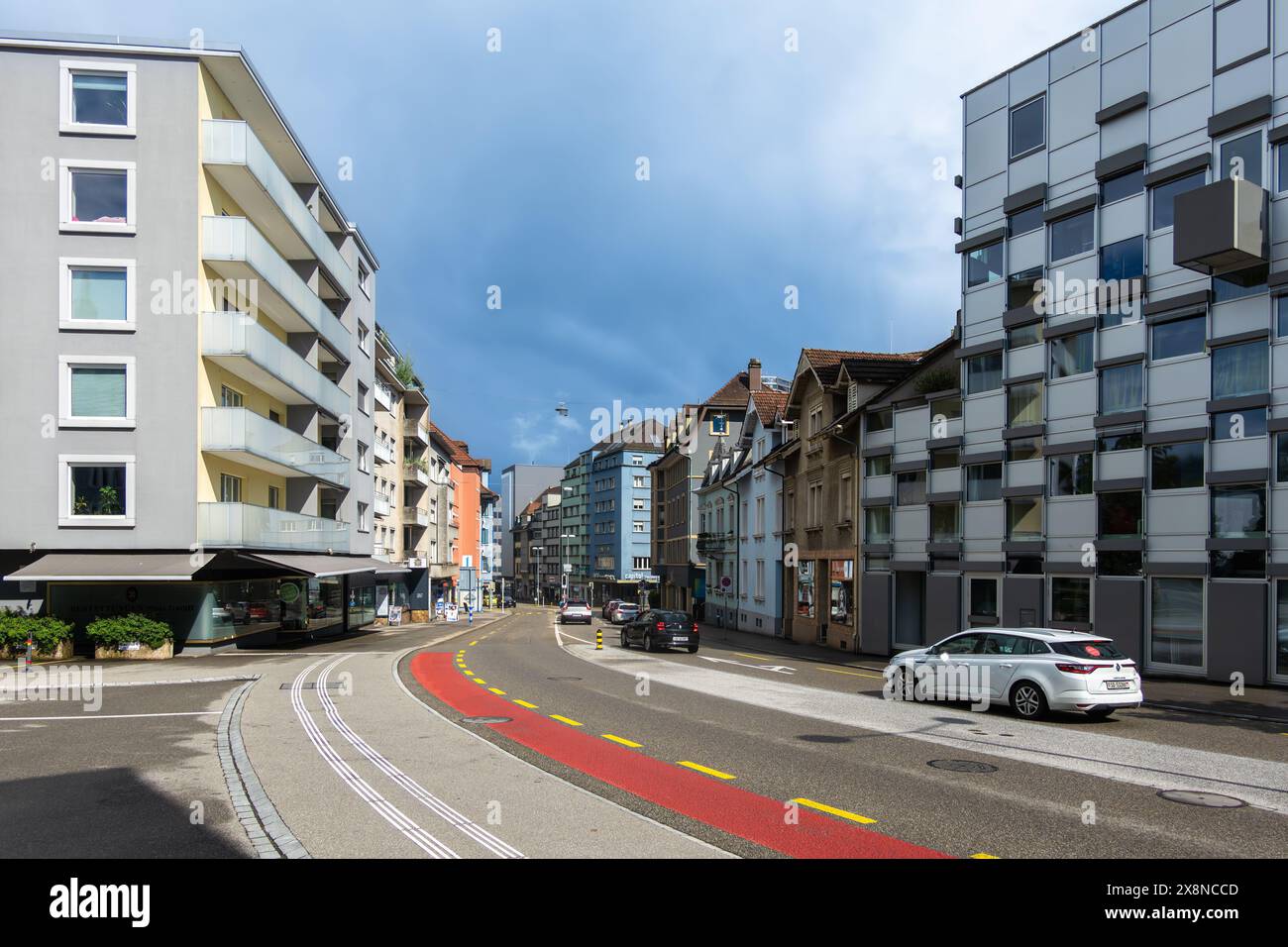 Olten, Switzerland - May 25, 2024: Modern urban street with ...