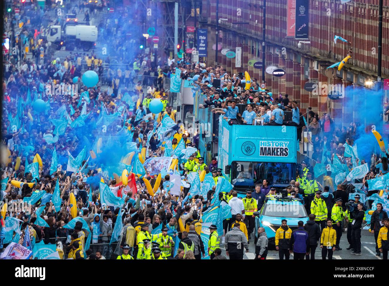 Manchester, UK. 26th May, 2024. Manchester City victory parade moves ...