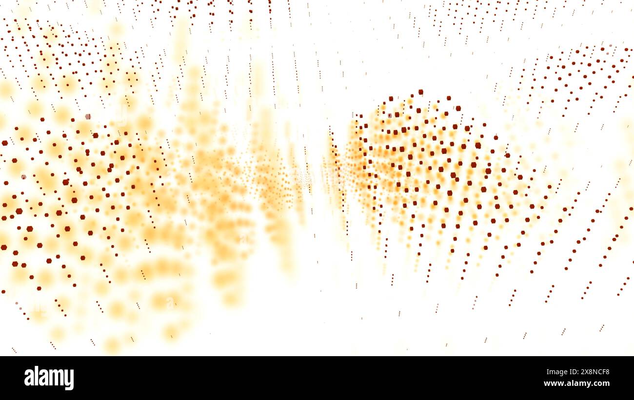 Dots moving in waves in space with spots. Design. Points moving in ...