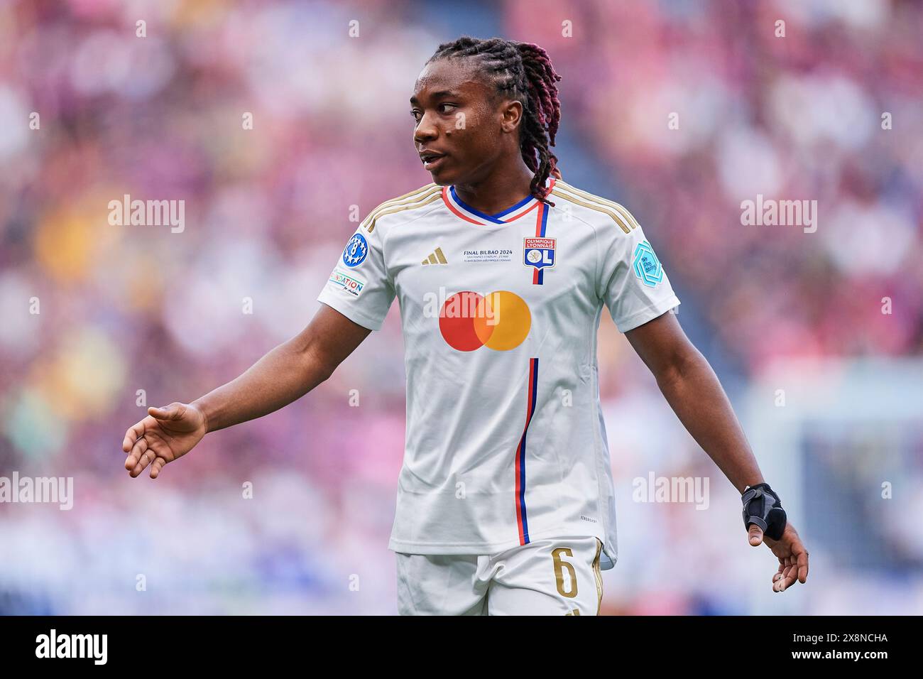 Melchie Dumornay of Olympique Lyonnais looks on during the UEFA Women's Champions League 2023/24 ...