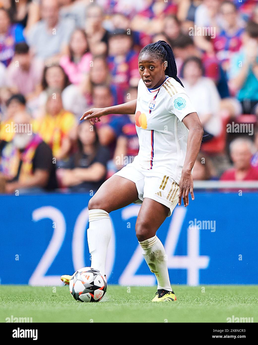 Kadidiatou Diani of Olympique Lyonnais with the ball during the UEFA Women's Champions League ...