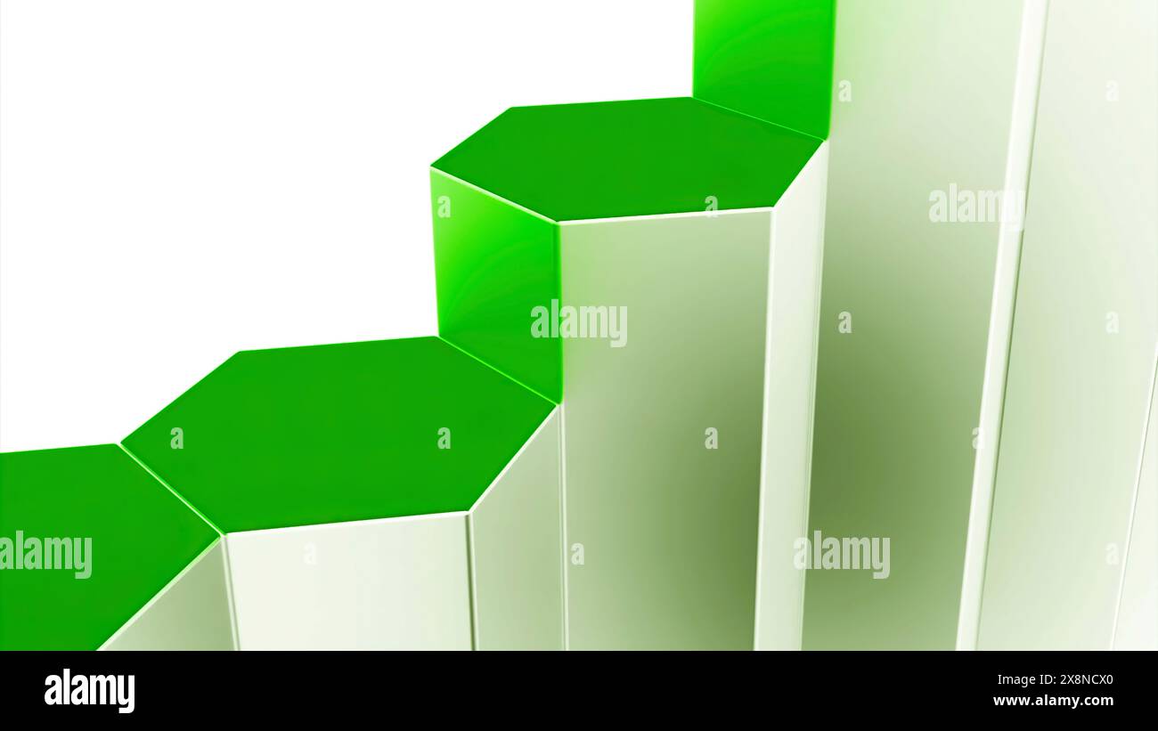 Abstract falling columns of hexagonal shapes on a white background ...