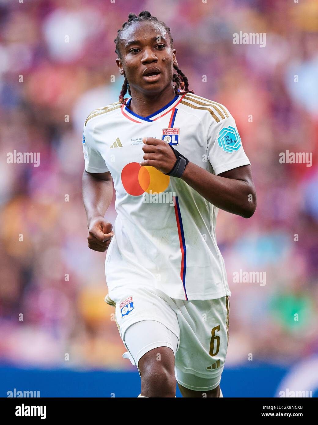 Melchie Dumornay of Olympique Lyonnais looks on during the UEFA Women's ...