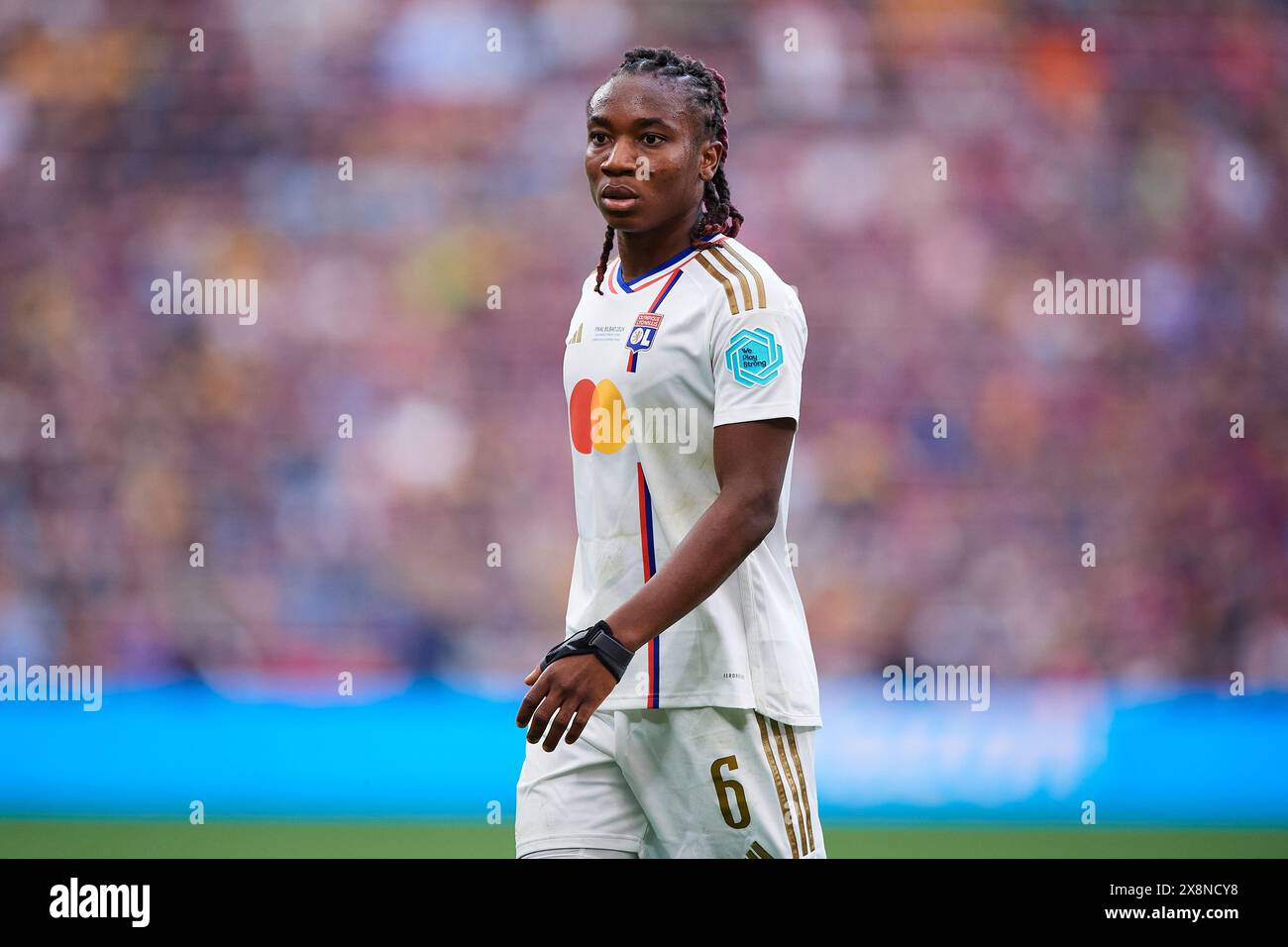 Melchie Dumornay of Olympique Lyonnais looks on during the UEFA Women's ...