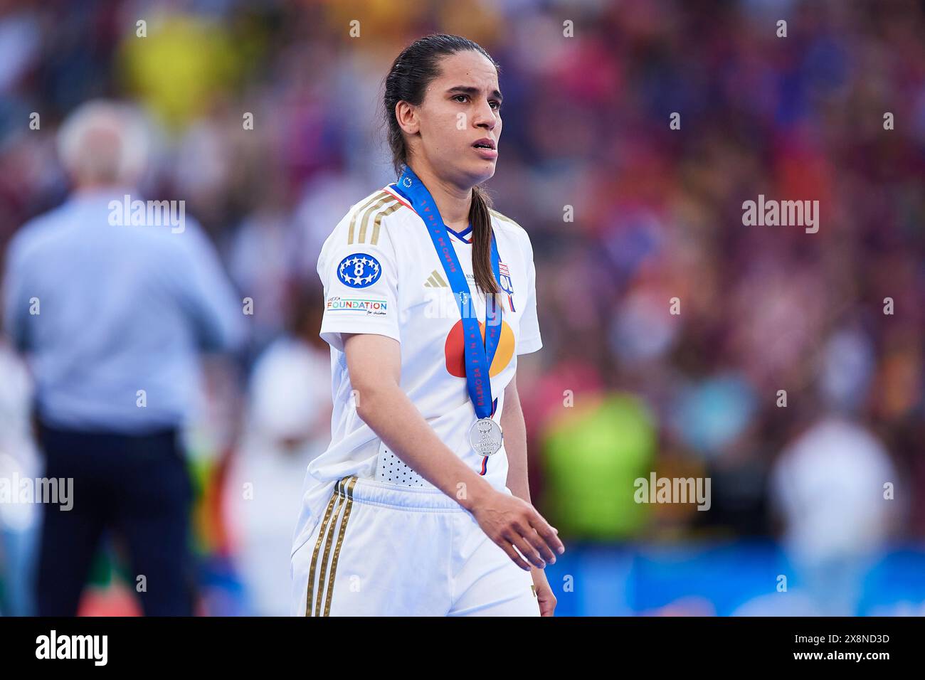 Amel Majri of Olympique Lyonnais looks dejected as she walks past the ...
