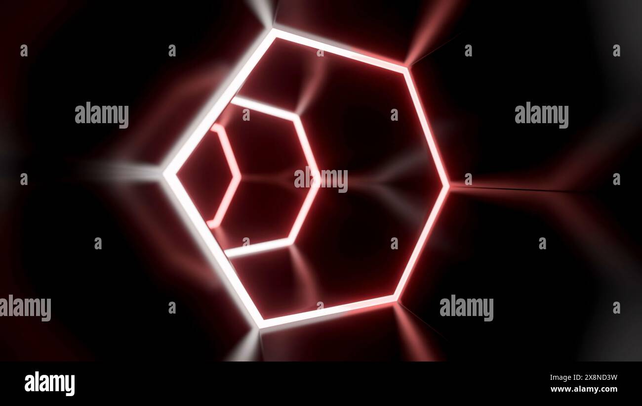 Rotating 3d neon hexagon tunnel hi-res stock photography and images - Alamy