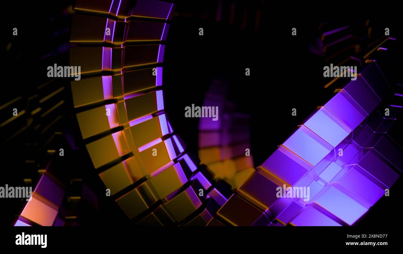 Abstract rotating metal rings on a black background. Design. Large ...