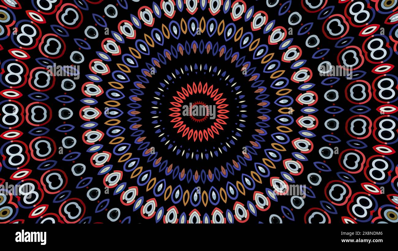 Abstract blinking spreading circle shapes. Animation. Effect of mandala ...
