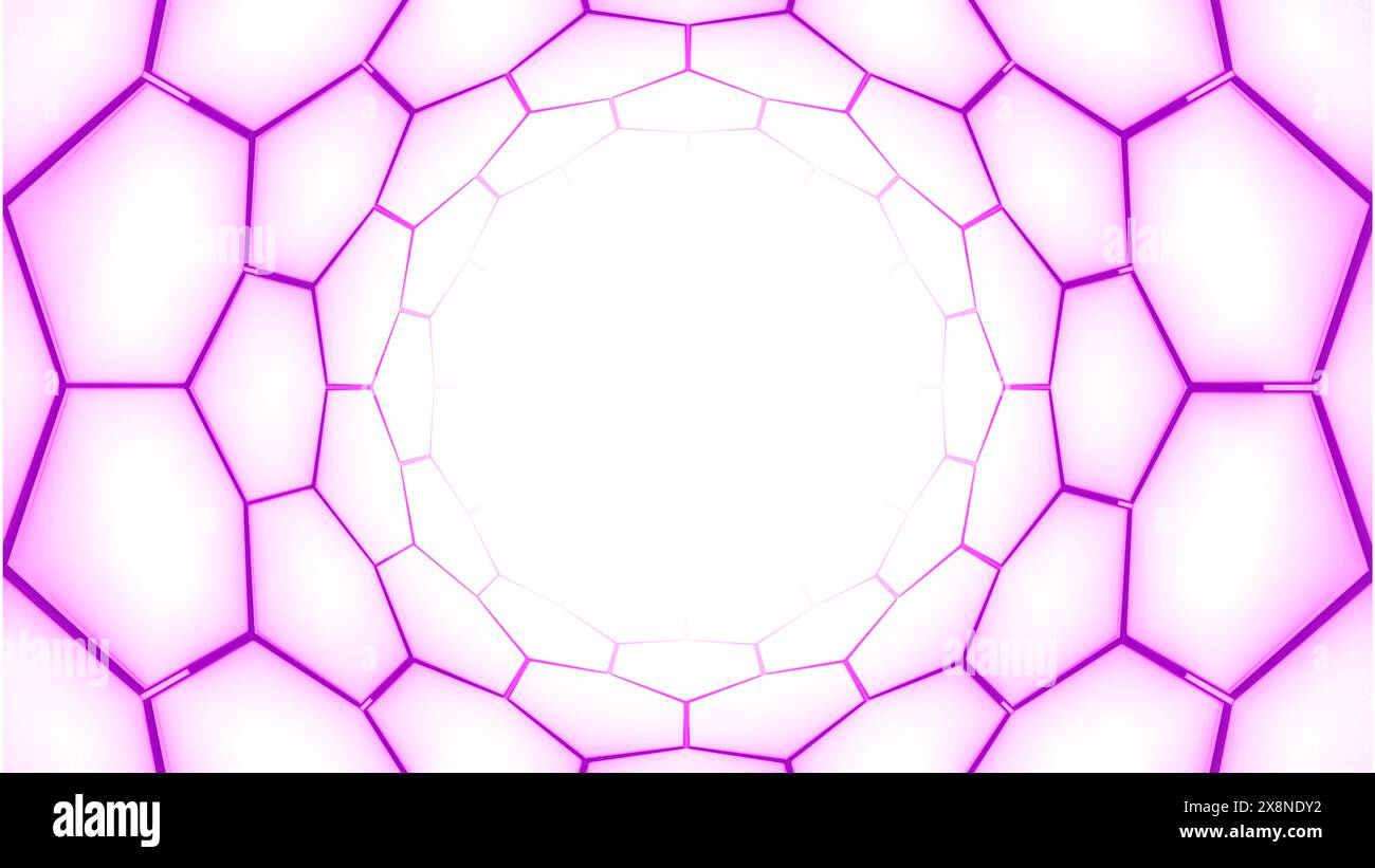 Abstract spinning light tunnel with hexagonal shapes. Design. Rotating ...