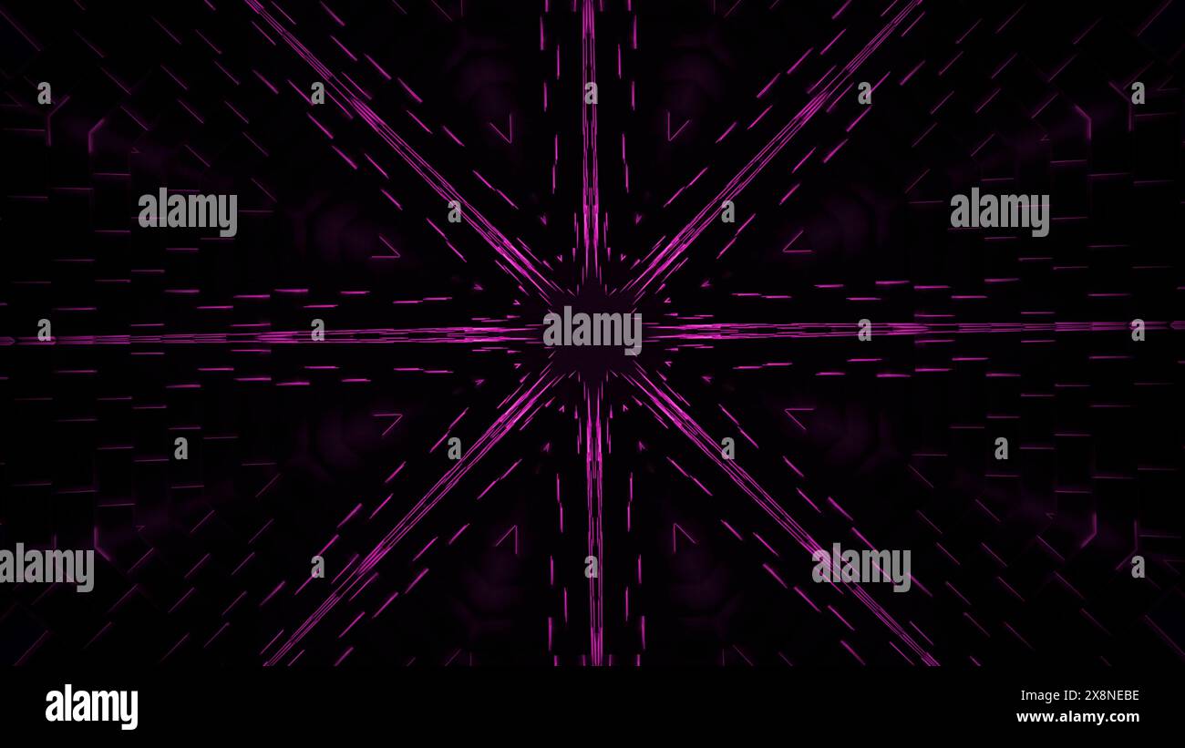 Moving hypnotic animation with pulsating tunnel. Design. Moving rays and pattern particles in ...