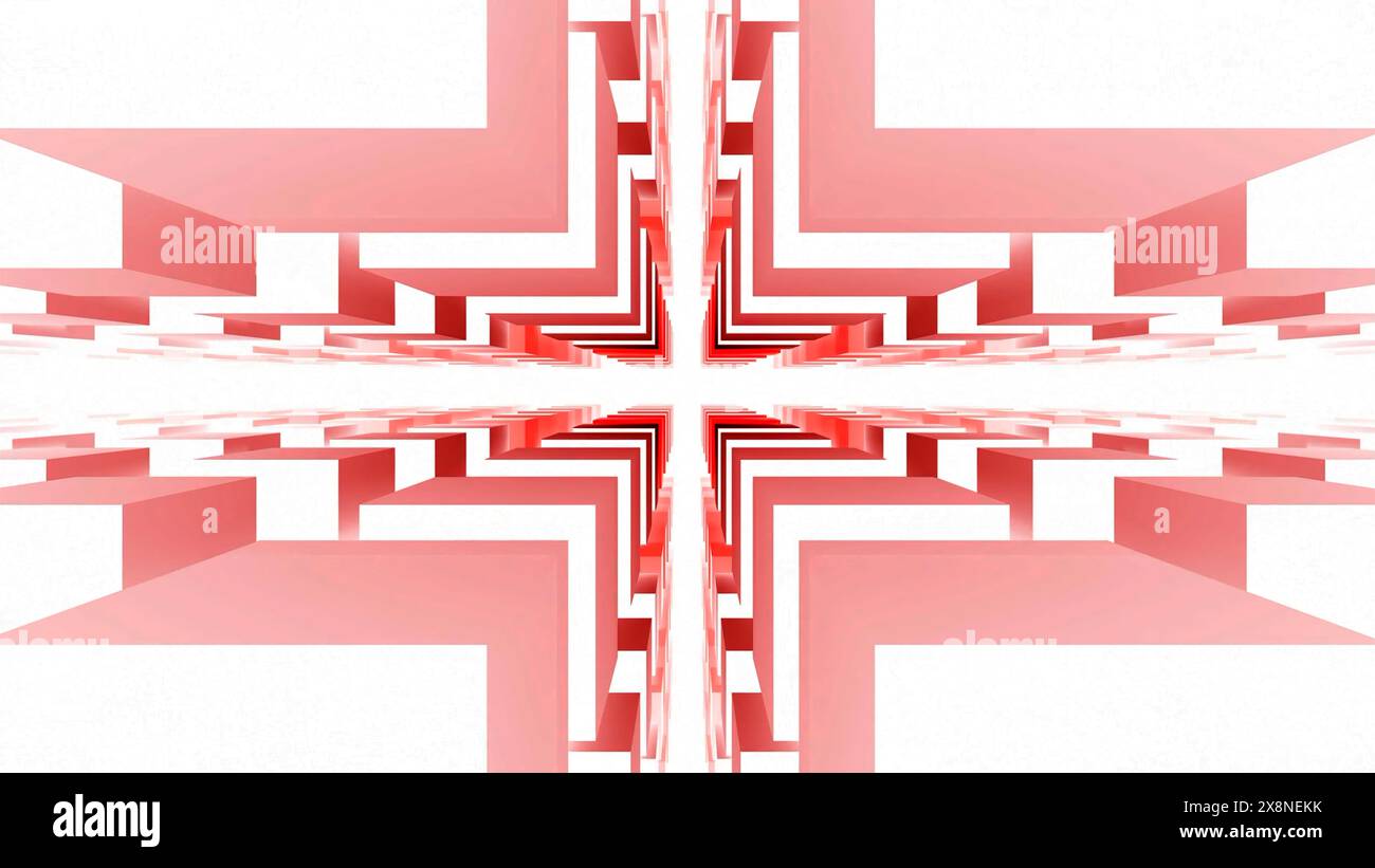 Movement in cross geometric tunnel. Motion. Geometric animation with ...